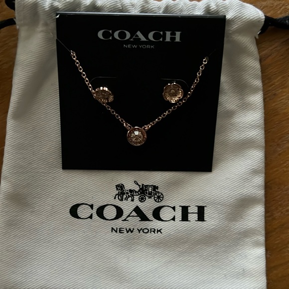 Coach | Jewelry | Coach Rose Gold Brand New Necklace And Earring Set ...